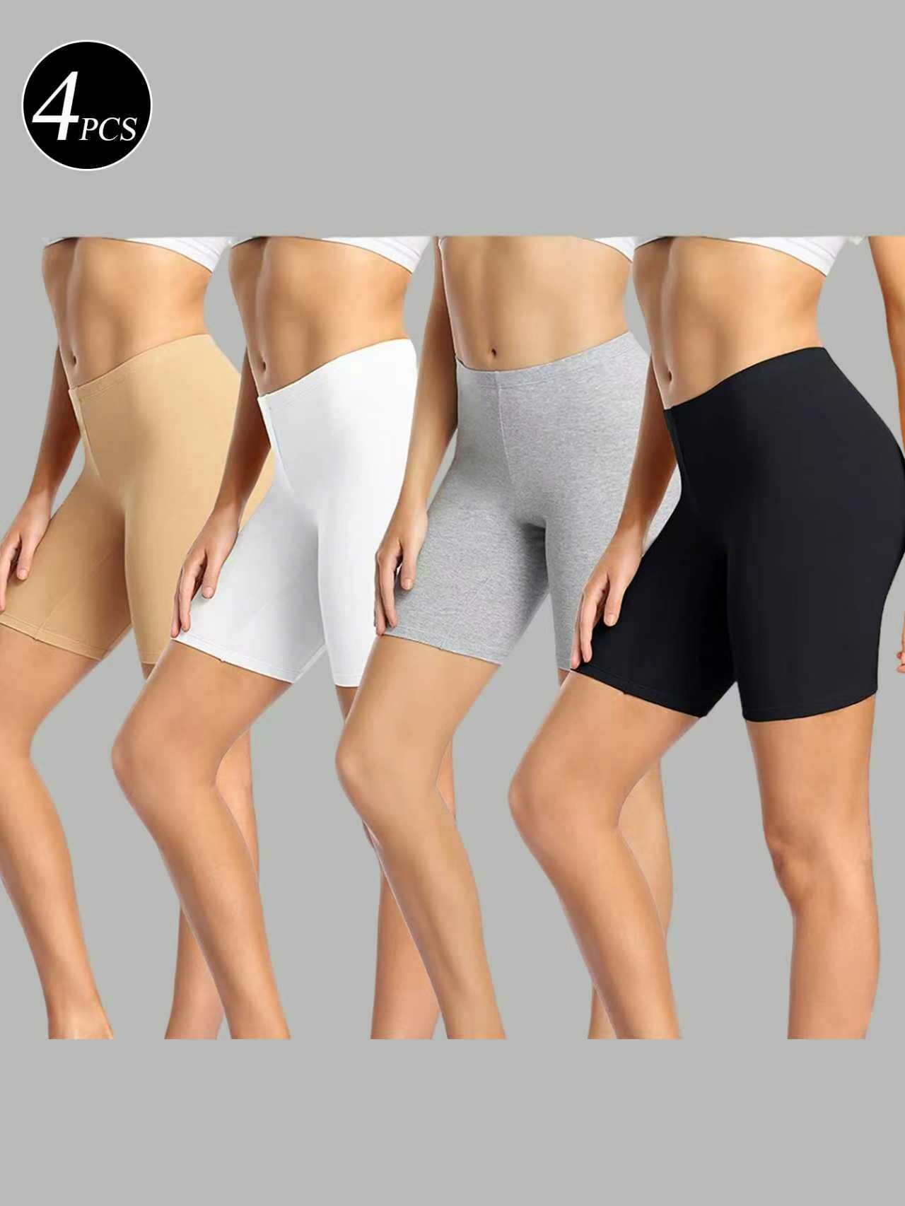 Женские хлопковые боксеры, мягкие трусы-шорты, антиприлипание, комплект из 4 шт.