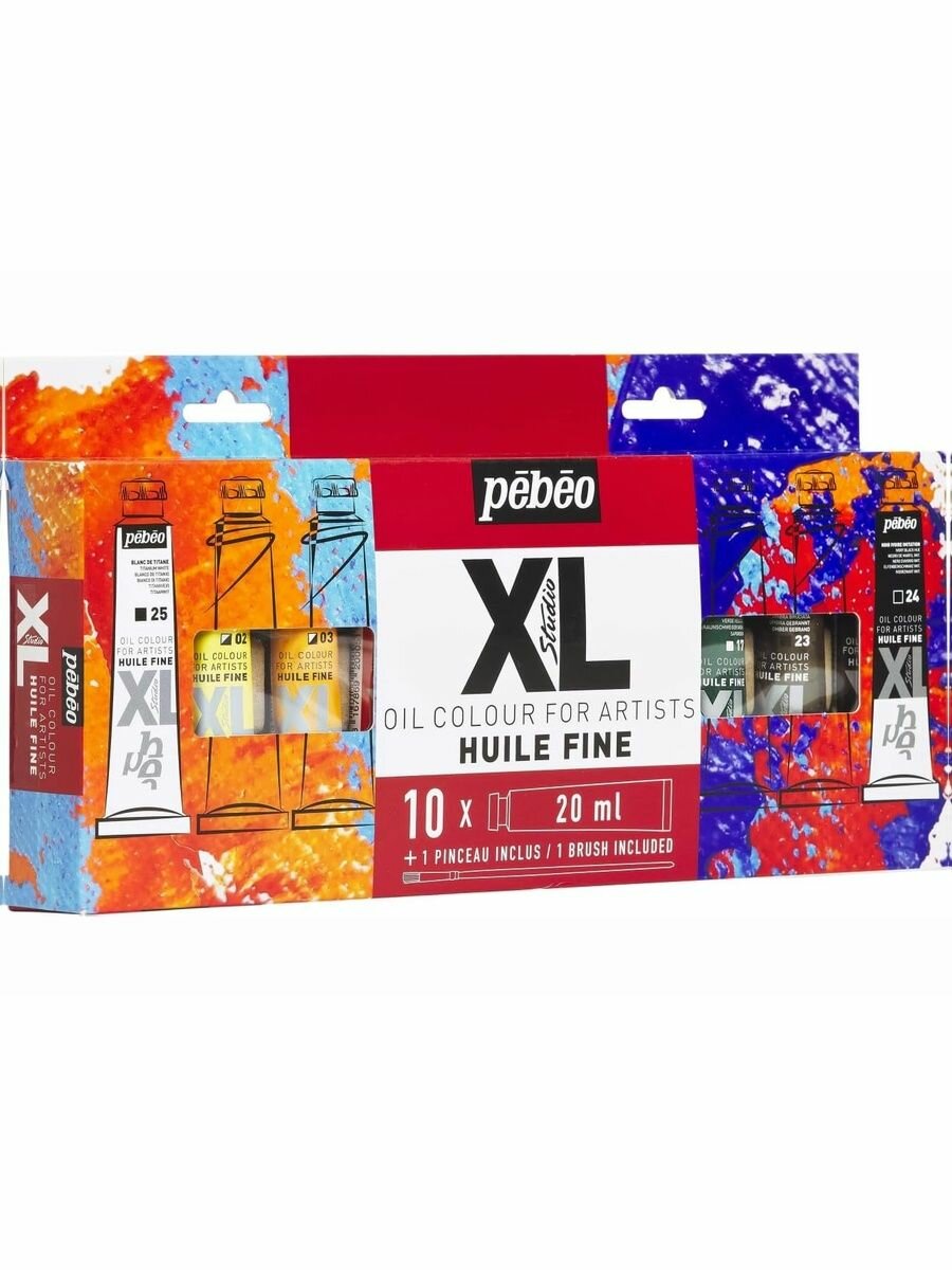 Краска масляная "PEBEO" набор XL с кистью 10 цв. х 20 мл