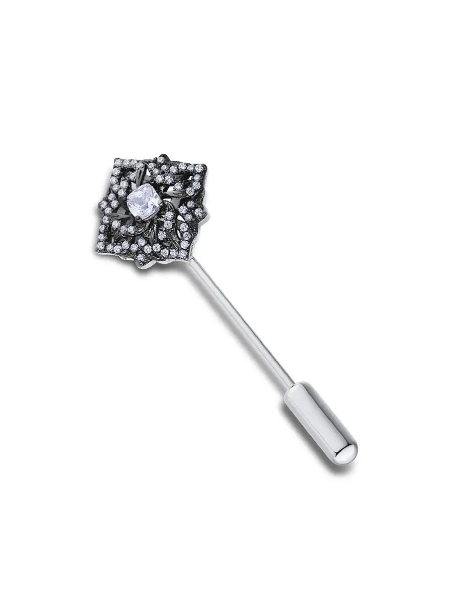 Брошь, серебро, 925 проба, фианит