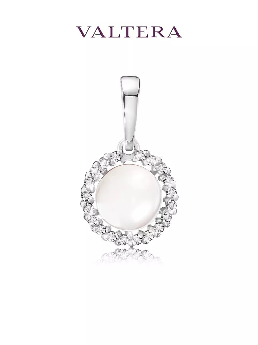 Подвеска, серебро, 925 проба, родирование, фианит, жемчуг культивированный