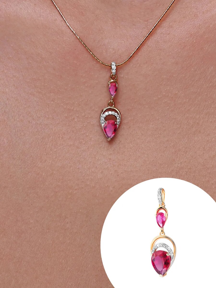 Подвеска, серебро, 925 проба, фианит