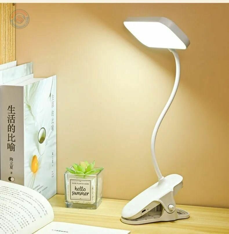 Яркий LED настольный светильник на прищепке, 3 уровня яркости и цветовой температуры, USB питание, гибкая лампа для чтения, работы, маникюра и кемпинга