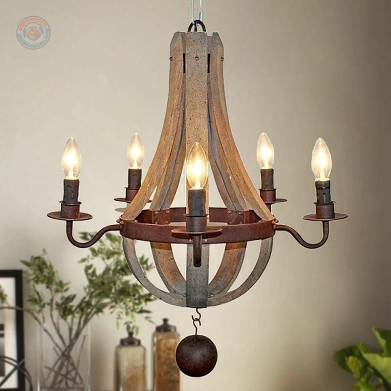 Деревянная ретро-люстра в стиле фермерского дома с регулируемой высотой для кухни гостиной спальни антикварный подсвечник атмосфера загородного интерьера