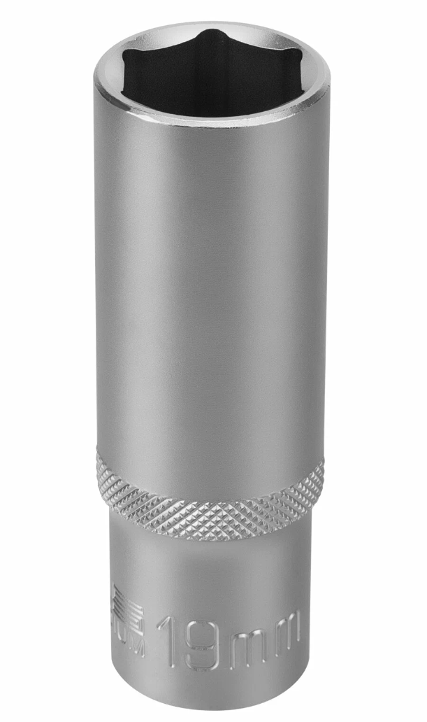 Головка торцевая удлиненная, 19 мм, 6-гранная, crv, под квадрат 1/2",// stels