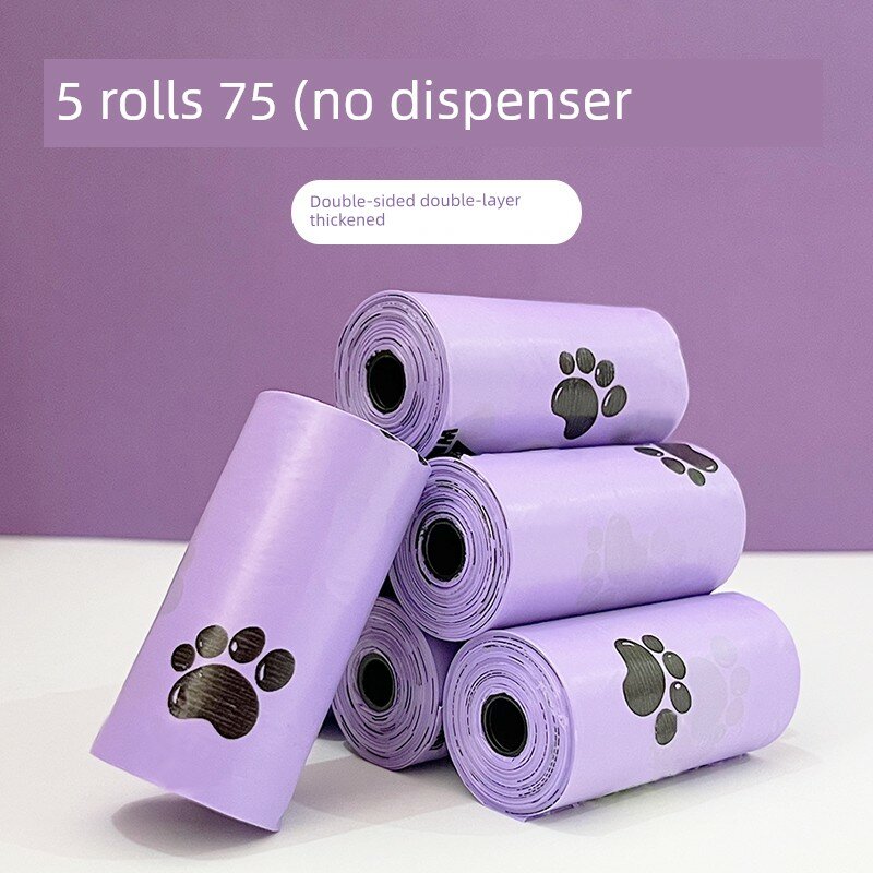 Двойной слой толстых биоразлагаемых мешков для кошачьего туалета, розовый, 5 рулонов 75 штук без дозатора