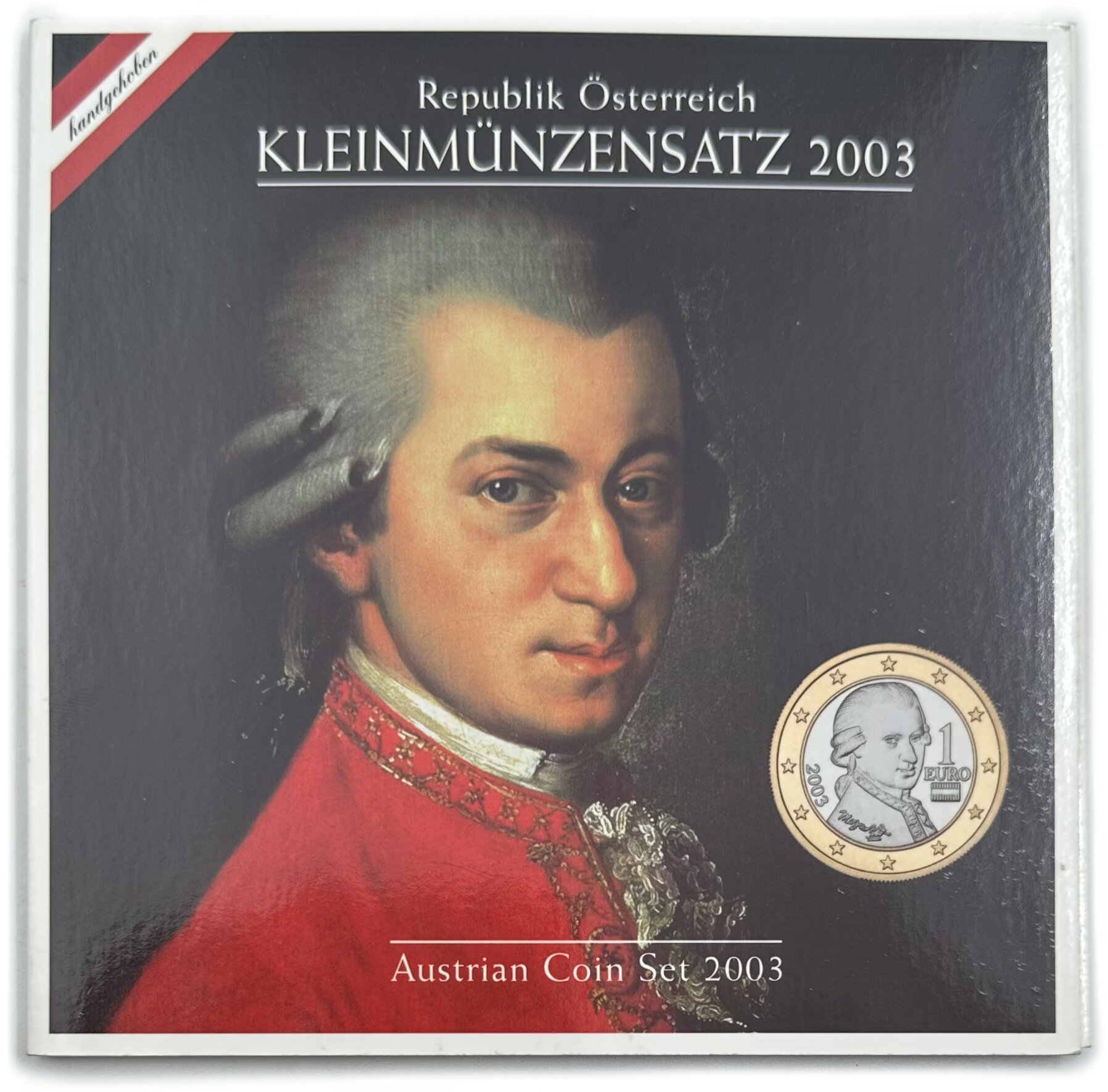 Годовой набор 1, 5, 10, 20, 50 евроцентов и 1, 2 евро 2003 Моцарт Австрия