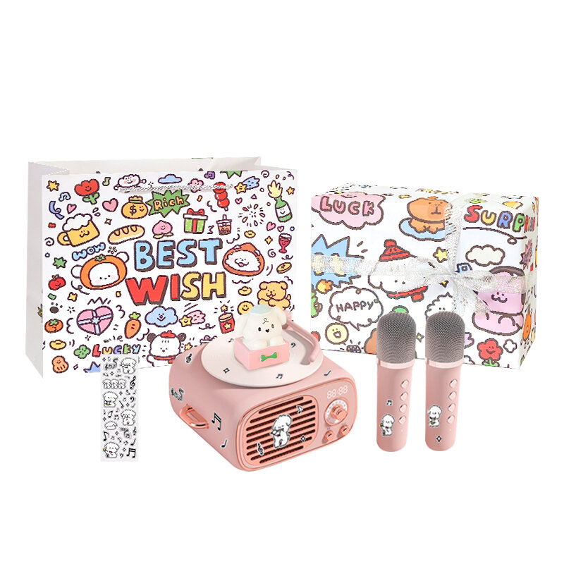 Портативное радио JIANFAN d12 powder - double wheat, детская тема, ручная работа, детский стиль