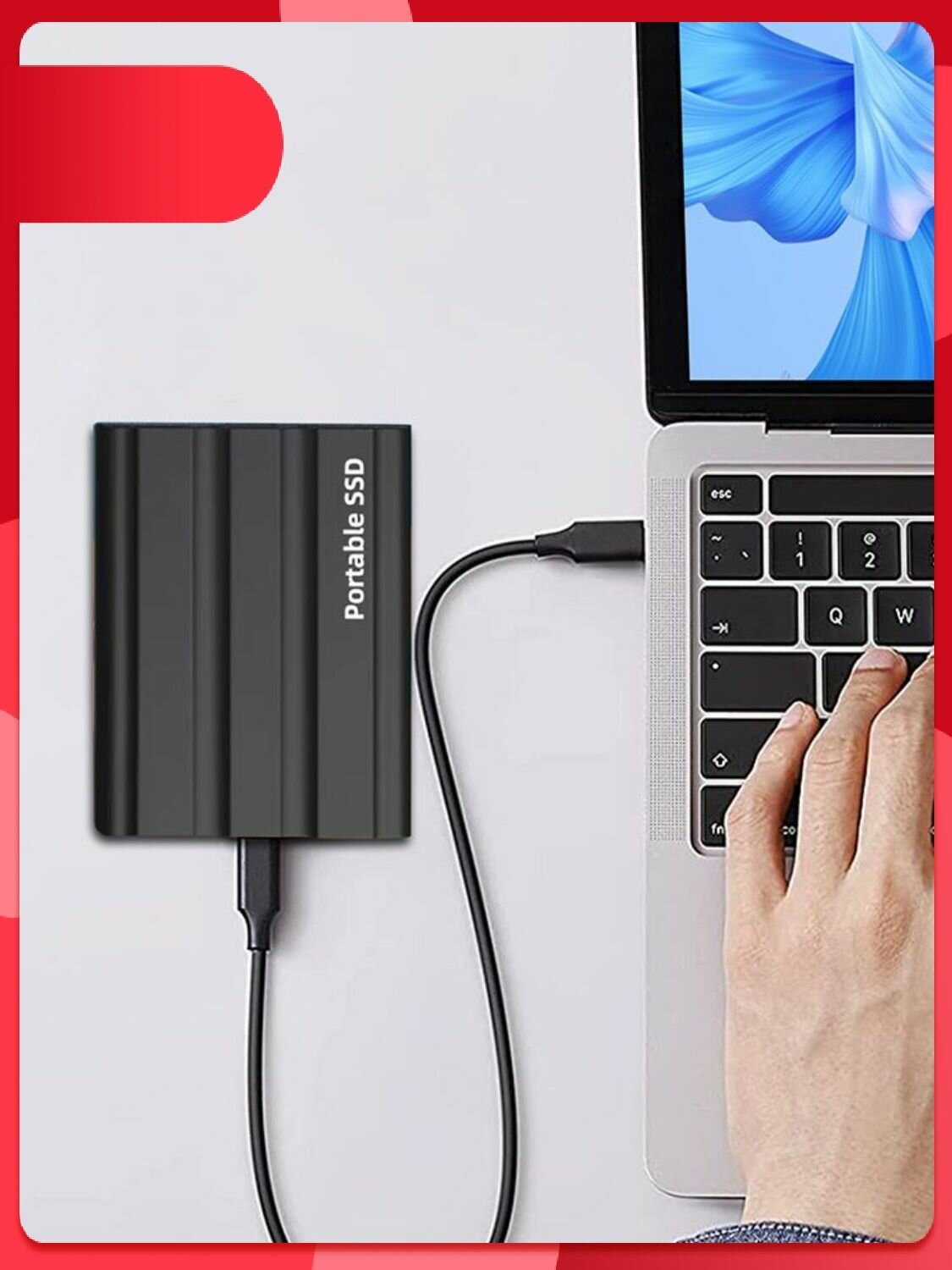 Стильный бестселлер, портативный чехол для внешнего накопителя ноутбукаТвердотельный портативный жесткий диск 64 ТБ высокоскоростной