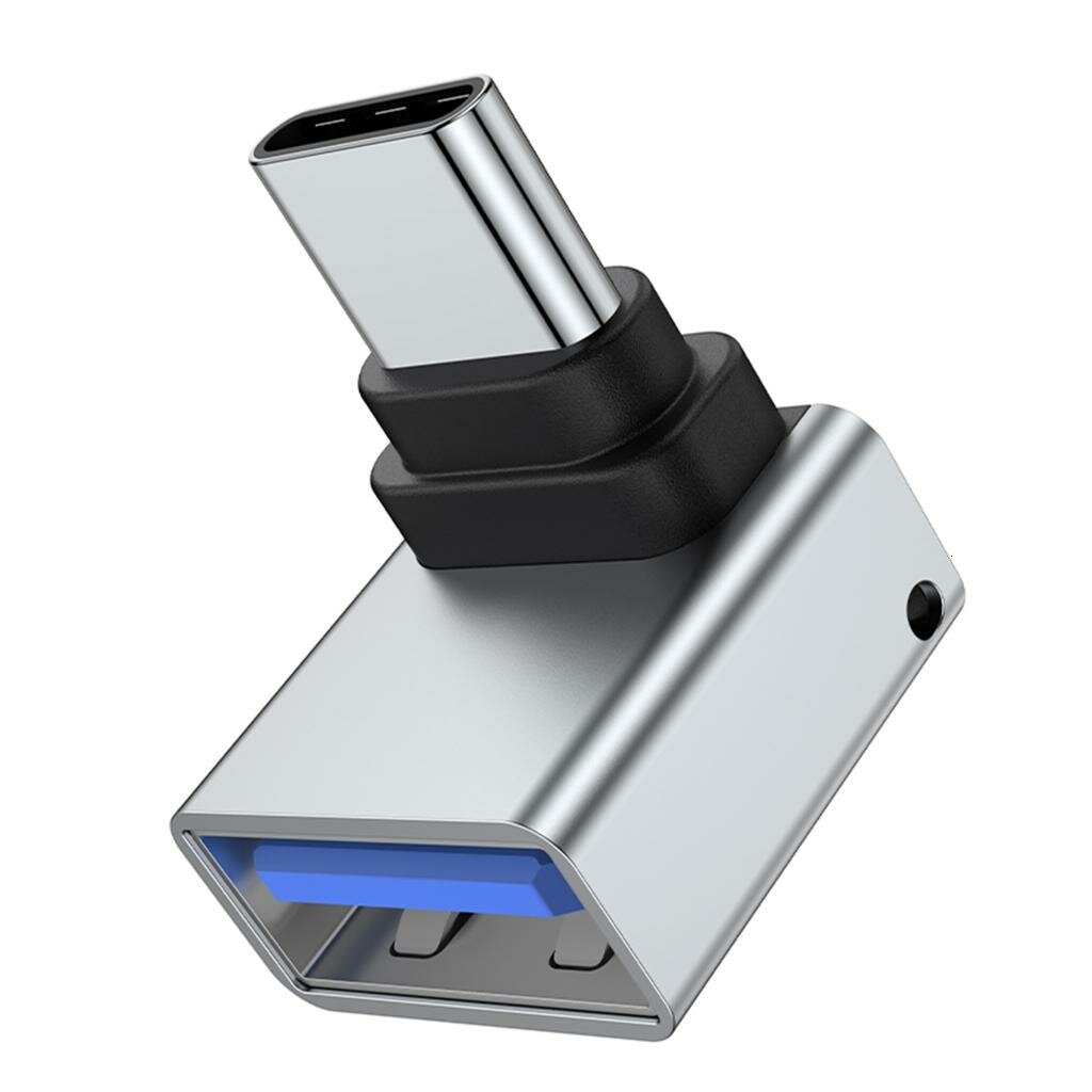 Угловой переходник USB3.0 с розетки на Type-C, Серебро