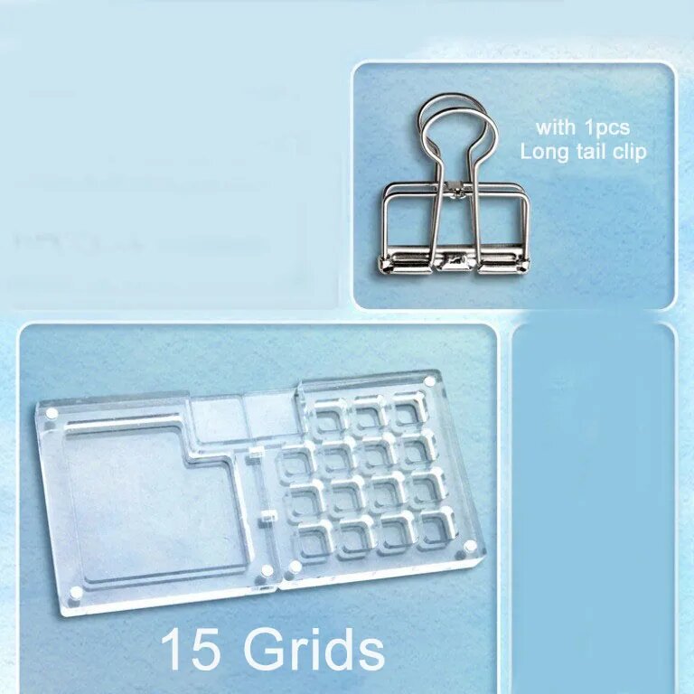 Акриловая палитра для акварели 15 grids, биндер с клипсой