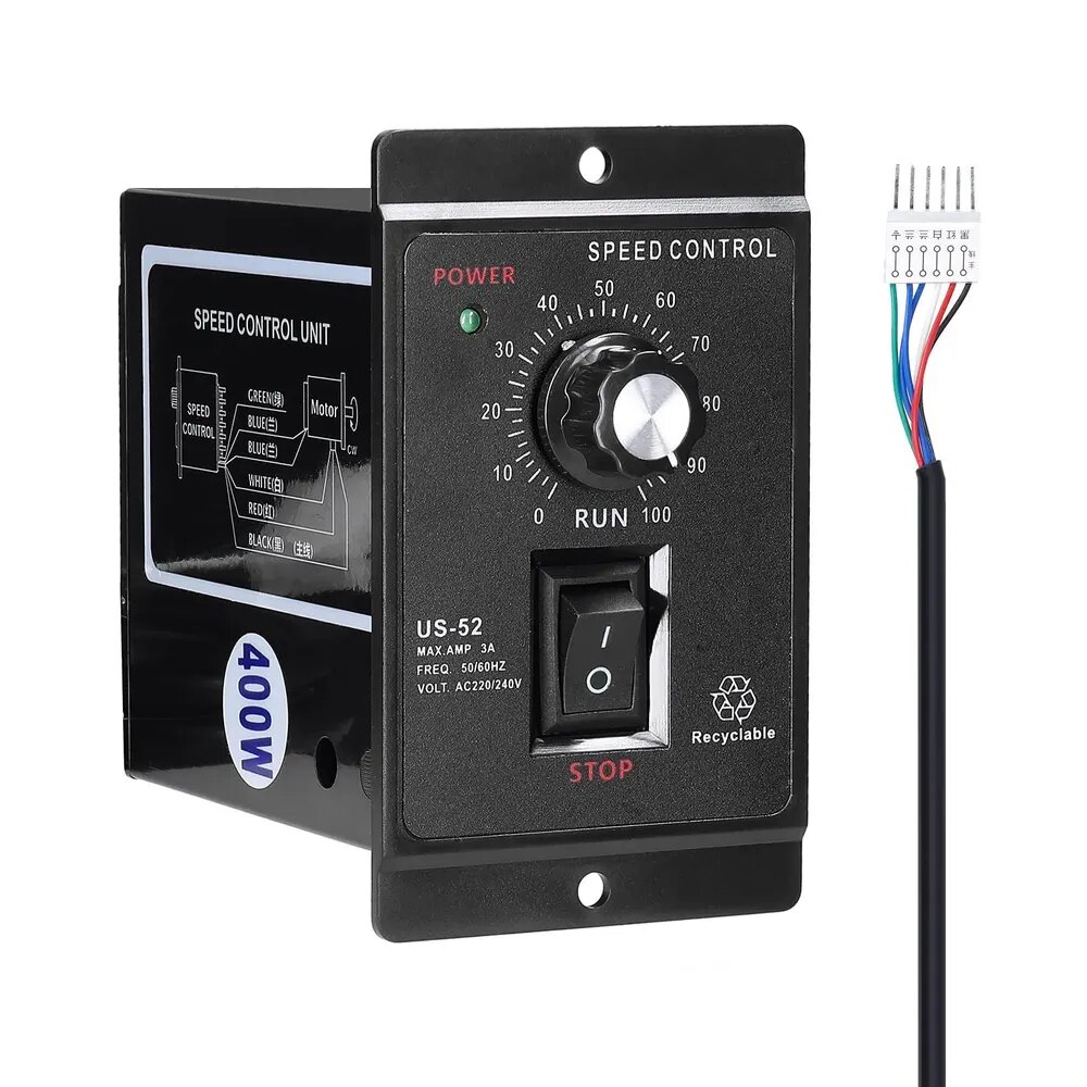 Регулятор Оборотов Двигателя 220в US-52 Для Шлифмашины ленточной, Сверлильного станка, Токарного станка