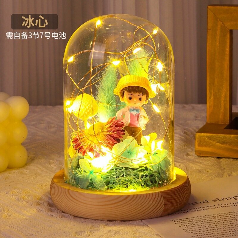 Сохраненные цветы DIY материалы стеклянная крышка ручная работа сухие цветы декор ночник новогодний подарок на день рождения командный строй салон