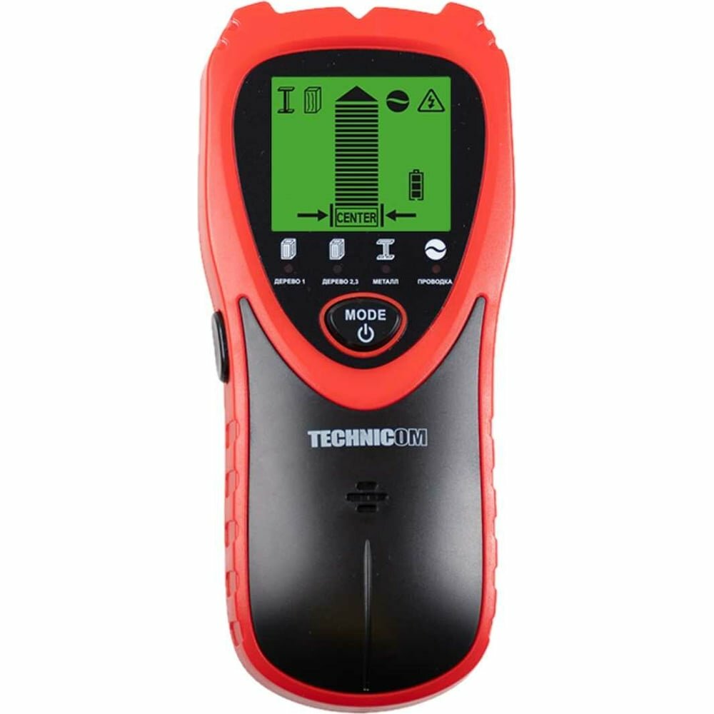 Электронный детектор дерева, металла и электропроводки TECHNICOM 1х9В, 25-60мм глубина обнаружения TC-ED101MW