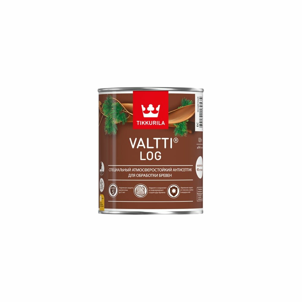 Антисептик Tikkurila VALTTI LOG специальный для бревен, атмосферостойкий, палисандр 0,9л 51999 700010357