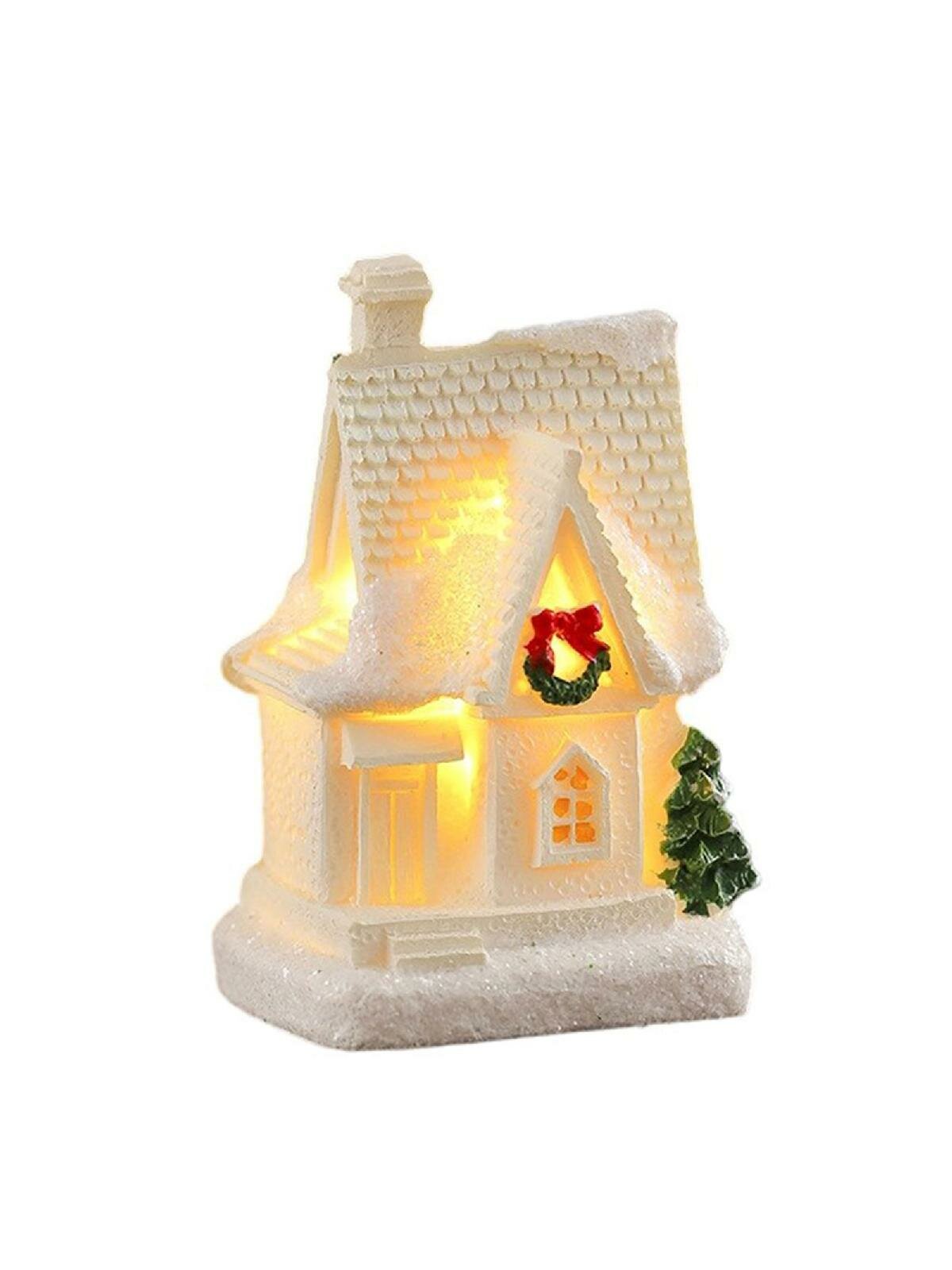 Украшение рождественских деревенских домиков из светящейся смолы, светящийся дисплей статуэток