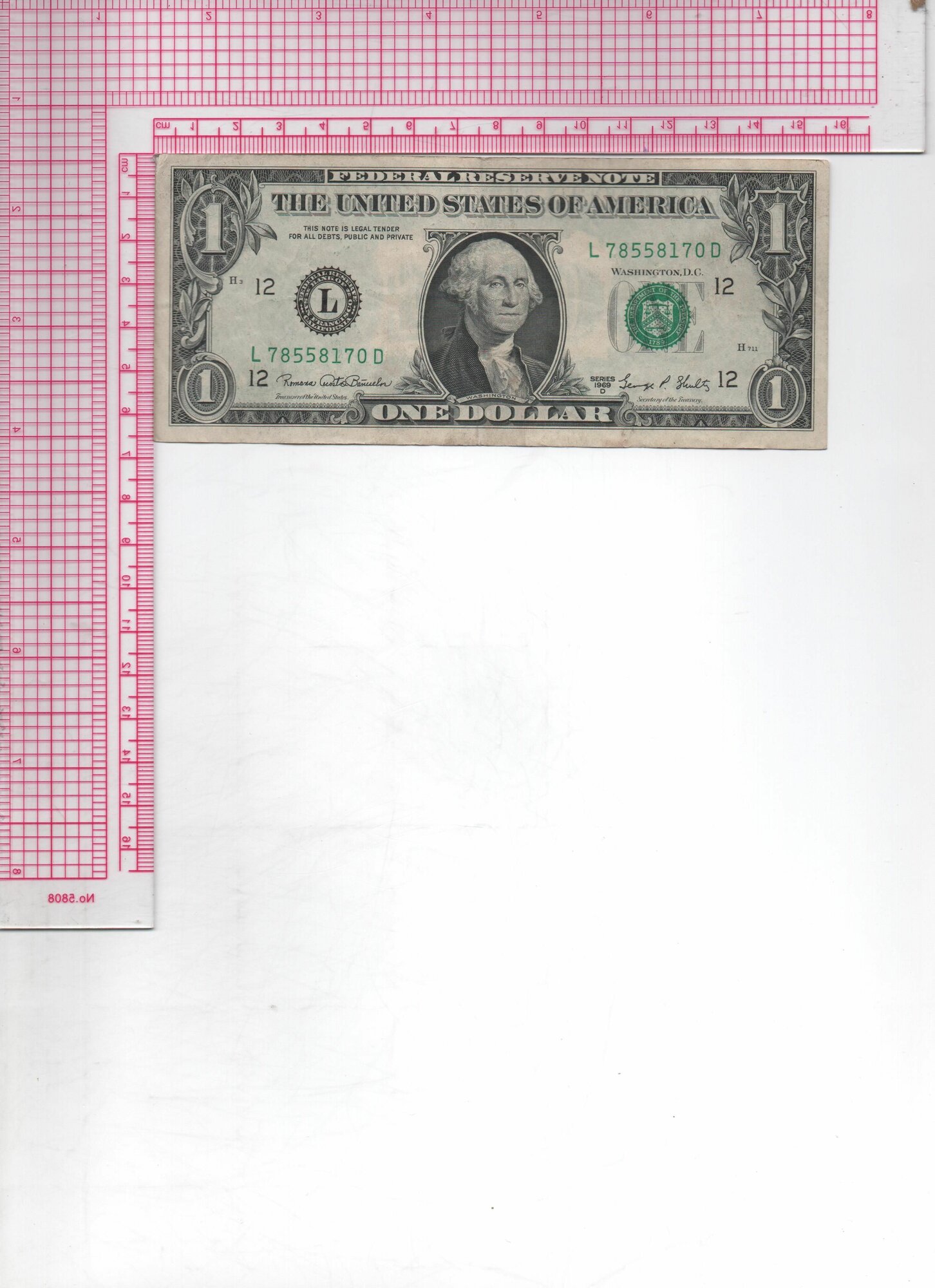 Купюра Банкнота 1 доллар США 1969год . Оригинал