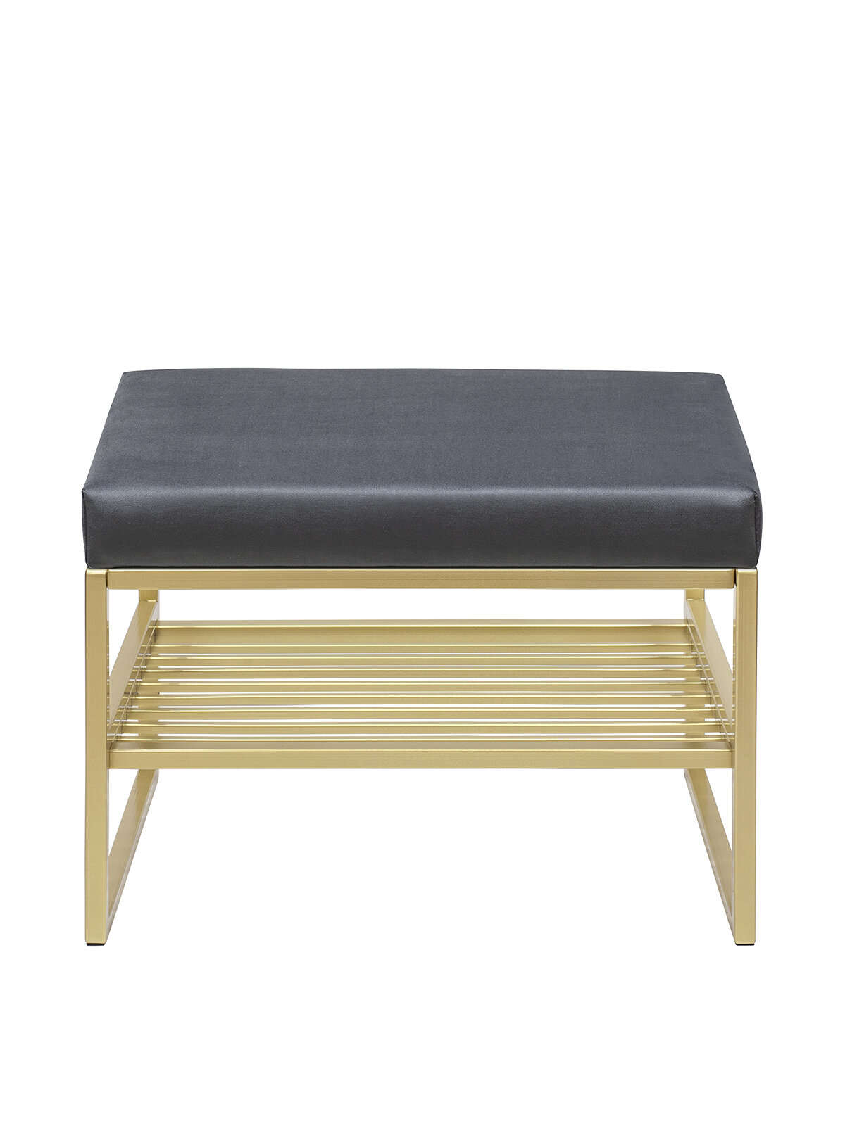 Банкетка для прихожей, для спальни GREENWEEN RIMINI SMART, золотой каркас, сидение велюр цвет Mouse Grey, 600х400х450