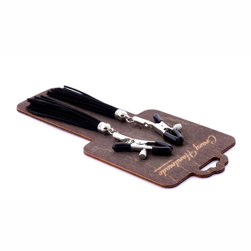 Зажимы на соски «прищепки» с кисточками из замши (Черный)