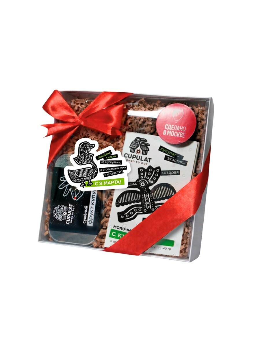 Подарочный набор № 1 на 8 марта CUPULAT: Молочный шоколад с купуасу и сушеный фрукт Купуасу с тростниковым сахаром. Полезная сладость и премиальный продукт, цукаты 30 грамм, плитка шоколада 40 г