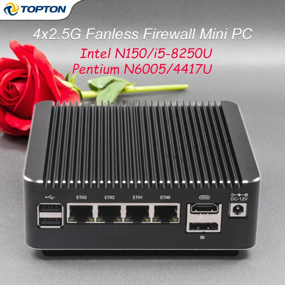 Topton Fanless Mini PC Intel N150/N95, Pentium 6405U 4417U 4417U Small Case