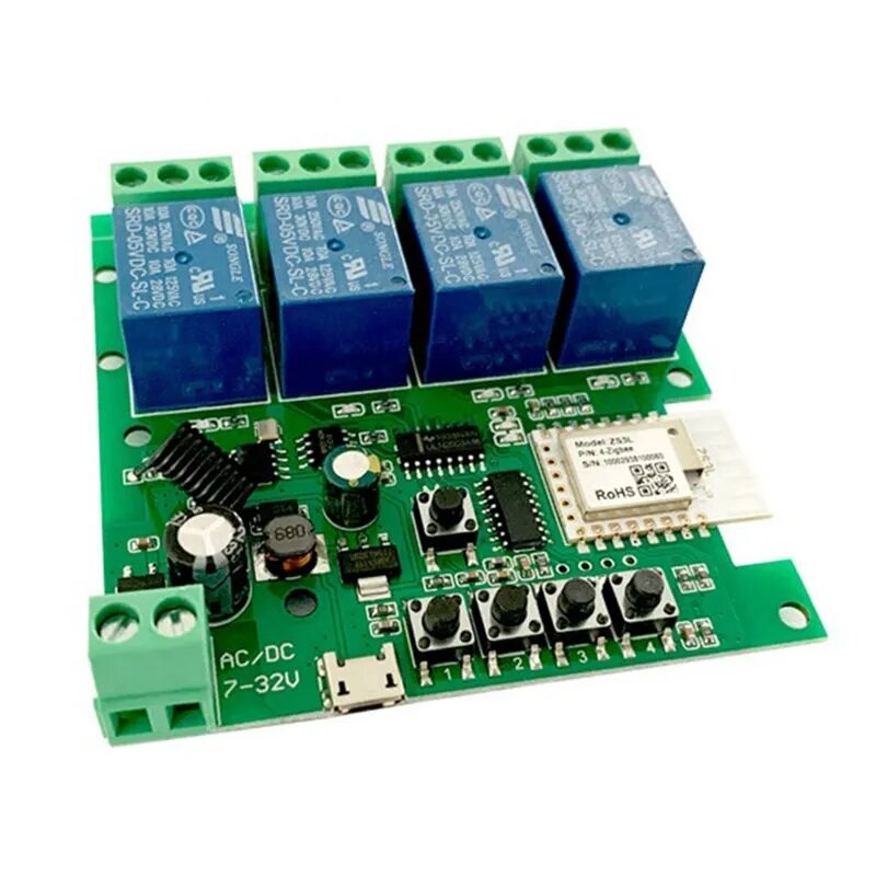 (S I A H) Zigbee Tuya Smart 4CH релейный модуль DC5V 7-32V RF433Mhz пульт дистанционного управления переключатель света работает с Home