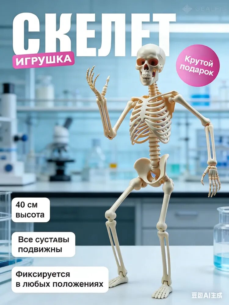 Скелет человека игрушка подвижный, фигурка анатомическая 40см