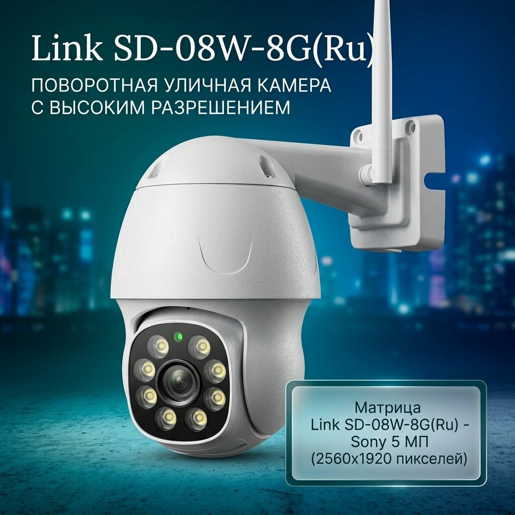 Беспроводная Wi-Fi поворотная 5mp IP-камера Link SD-08W-8G