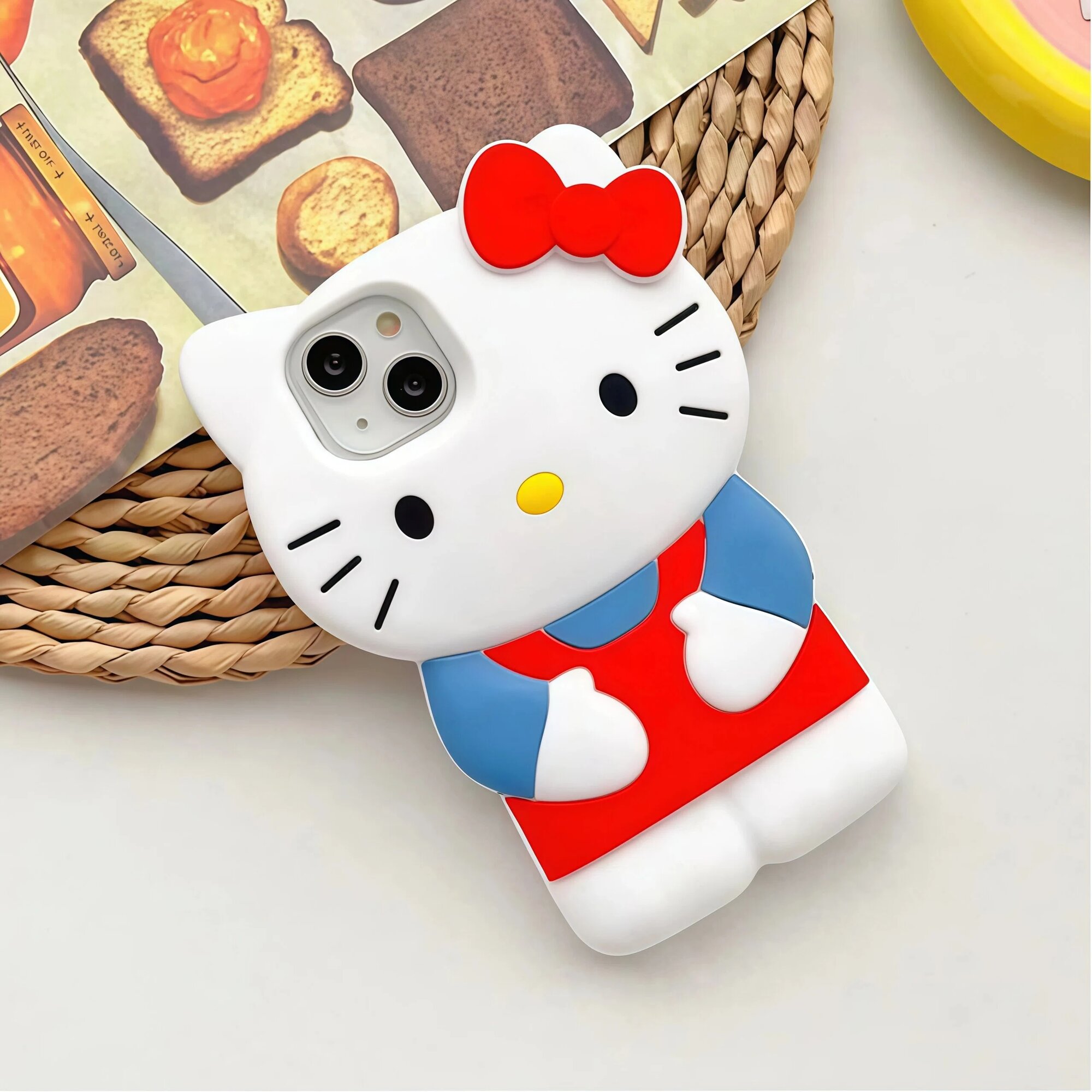 Стильный Силиконовый Чехол Hello Kitty Для iPhone 17 Pro, 16, 15, 14, iPhone17 Pro Max, Красный, Red
