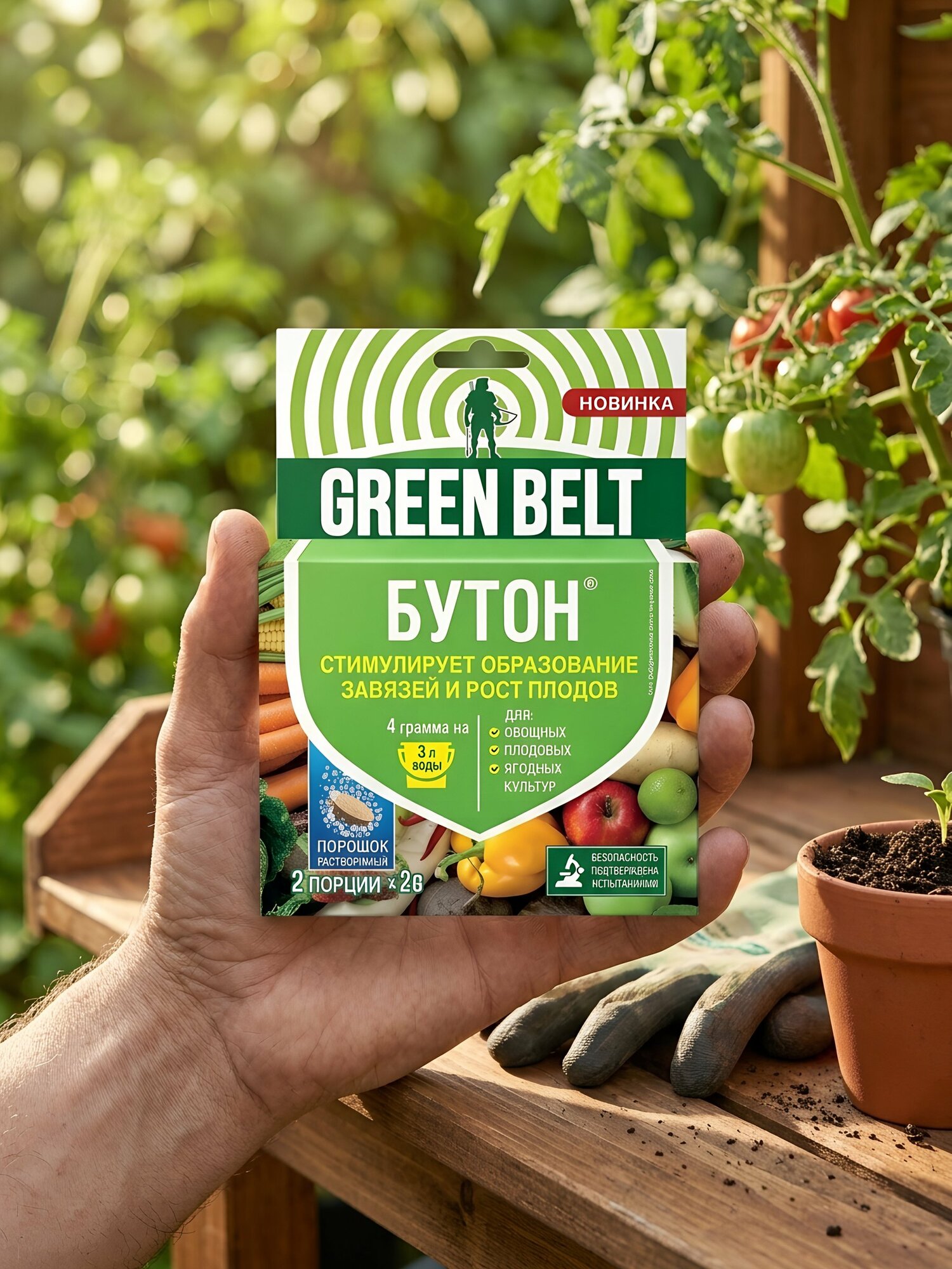 Удобрение Green Belt Бутон для образования завязей и роста плодов, стимулятор роста растений, 2 таблетки для сада и огорода