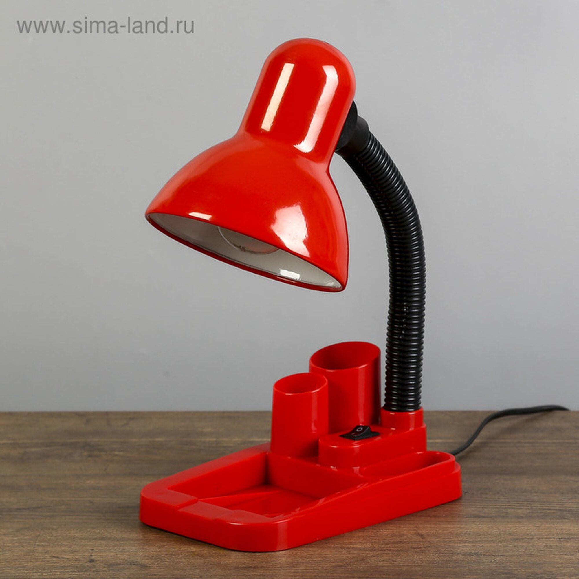 Лампа настольная RISALUX, для учебы, для офиса, Е27, 220В, с органайзером, цвет красный