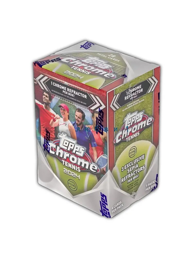 Теннисные карточки Topps Chrome Tennis Blaster Box 2024 / подарочный набор 7 пакетиков любителям панини