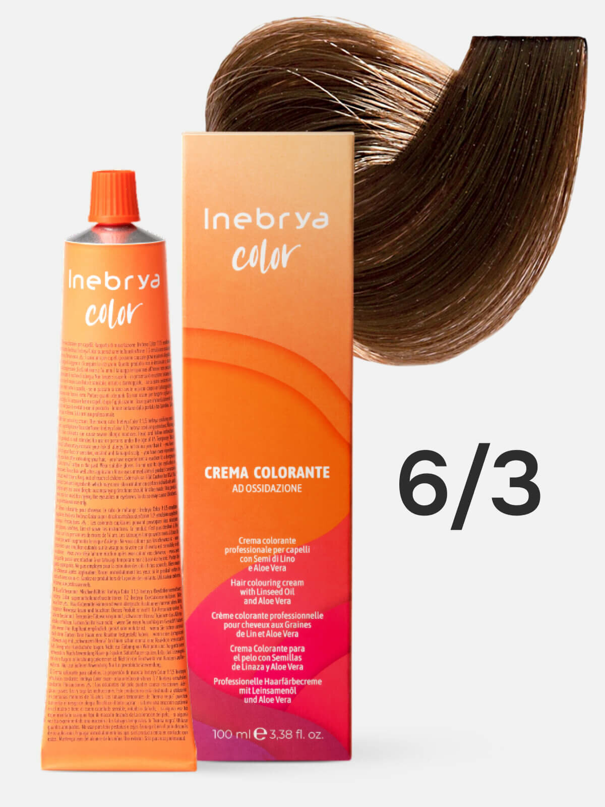 Крем - краска для волос профессиональная Inebrya Color Professional 6/3 Темный русый Золотистый, 100 мл