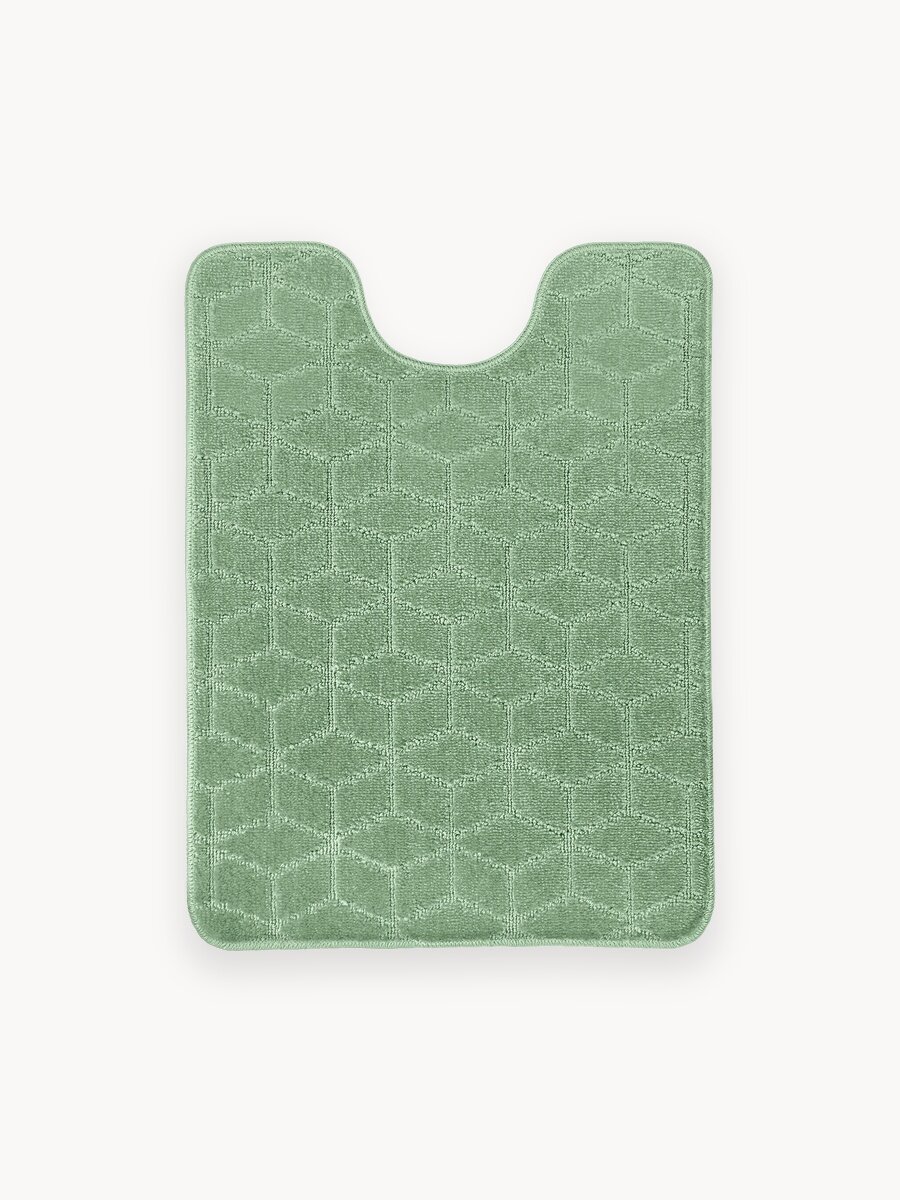 Коврик для ванной и туалета с вырезом. Влаговпитывающий, быстросохнущий, противоскользящий. SHAHINTEX РР 60х80 зеленый
