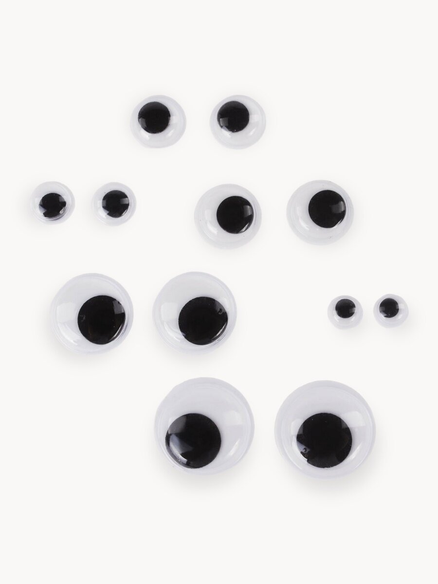 Глазки декоративные вращающиеся, для творчества и рукоделия, фурнитура для игрушек и кукол, черно-белые, ассорти, 36 штук, Остров Сокровищ, 661332