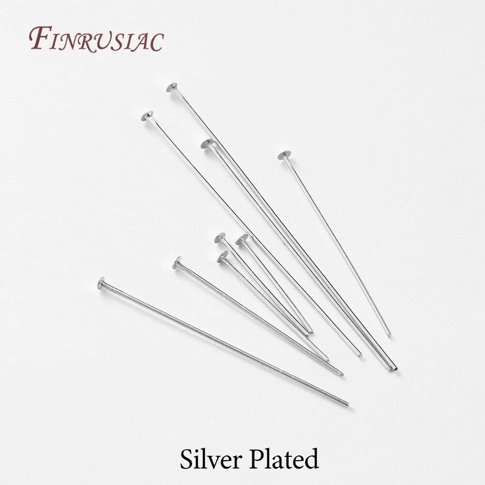 Золотые иглы с плоской головкой FINRUSIAC 50 шт. Серый, 0.6mmx50mm-50pcs, Silver Plated
