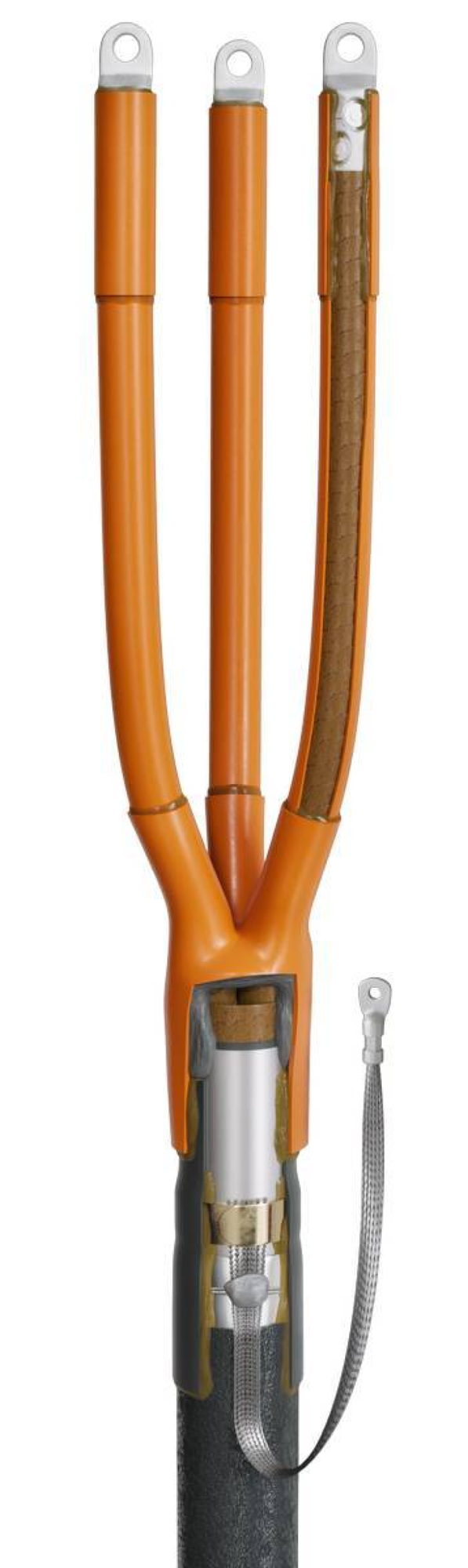 Муфта кабельная концевая КВТ 3КВТп-10 с болтовыми наконечниками, изоляция бумажно маслопропитанная, коричневая, 710мм, 150/240мм2, 3 жилы / электрика