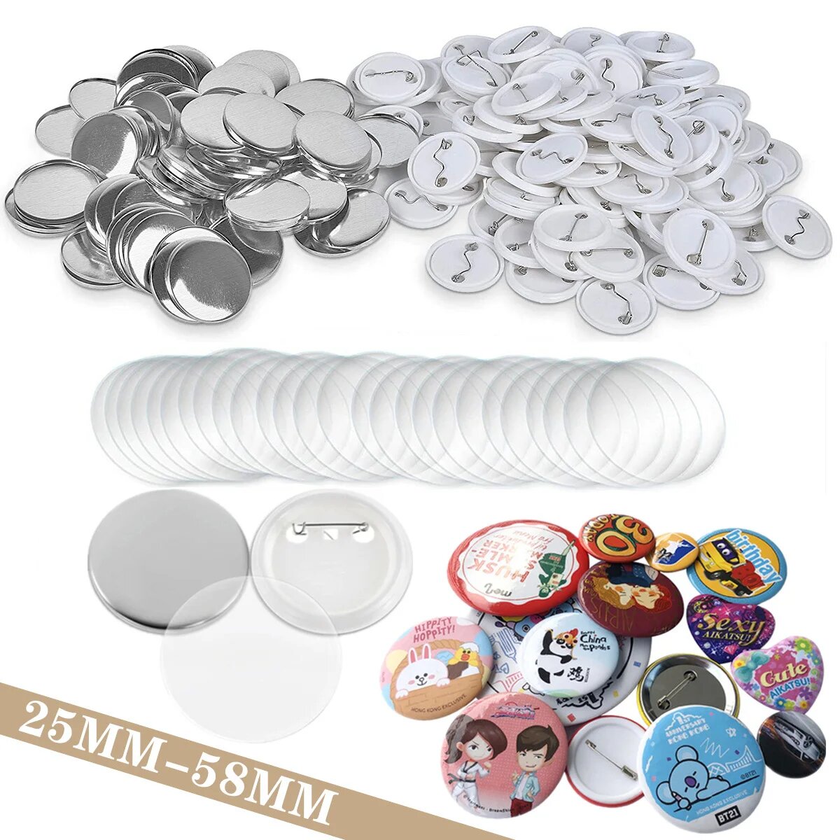 Детали для изготовления значков 25-58 мм 32MM, 500-PCS