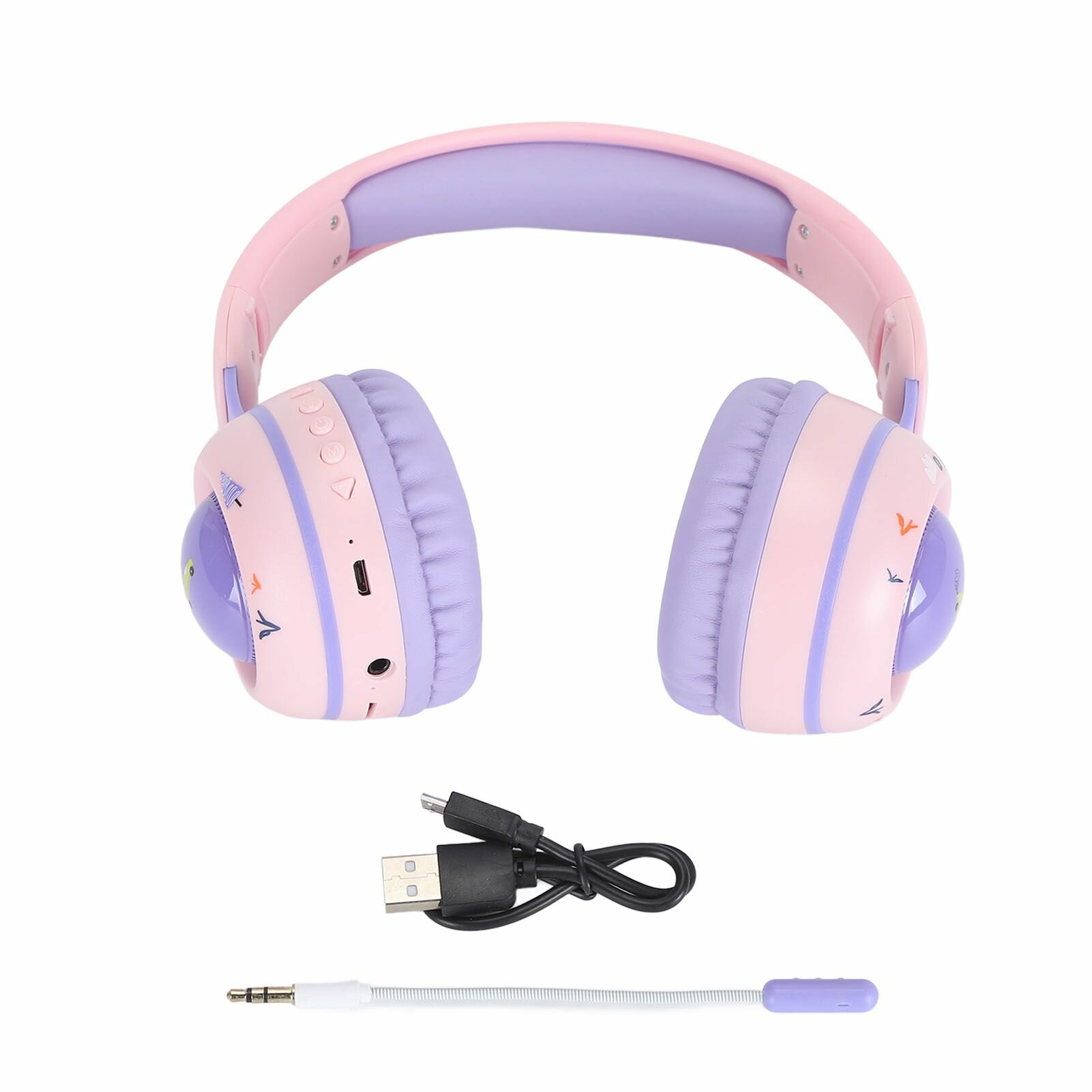 Детские наушники Bluetooth с RGBподсветкой, 15 часов работы, HiFi стерео, беспроводные и проводные,