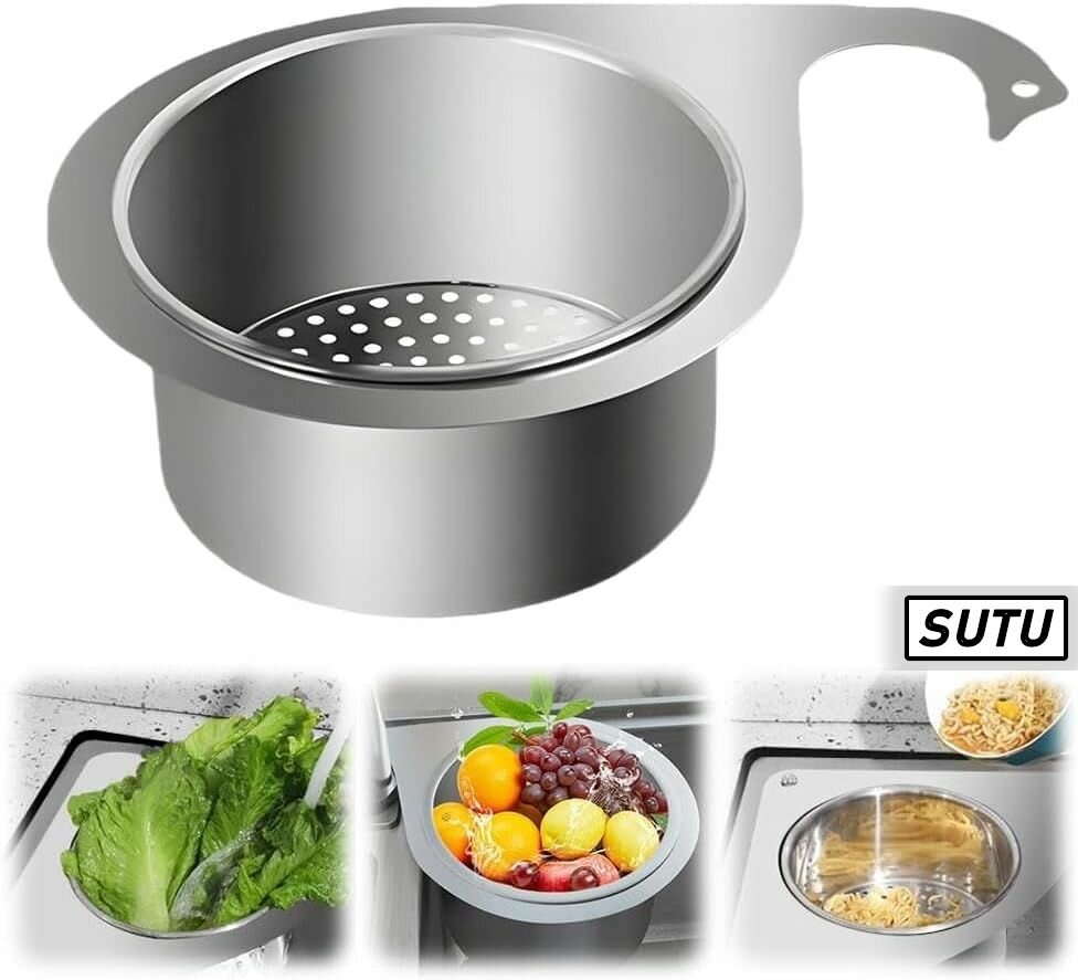 Металлический дуршлаг для раковины из нержавеющей стали с удобной ручкой, фильтр для предотвращения засоров, размер 25 11 8 см, кухонный аксессуар для чистоты и удобства