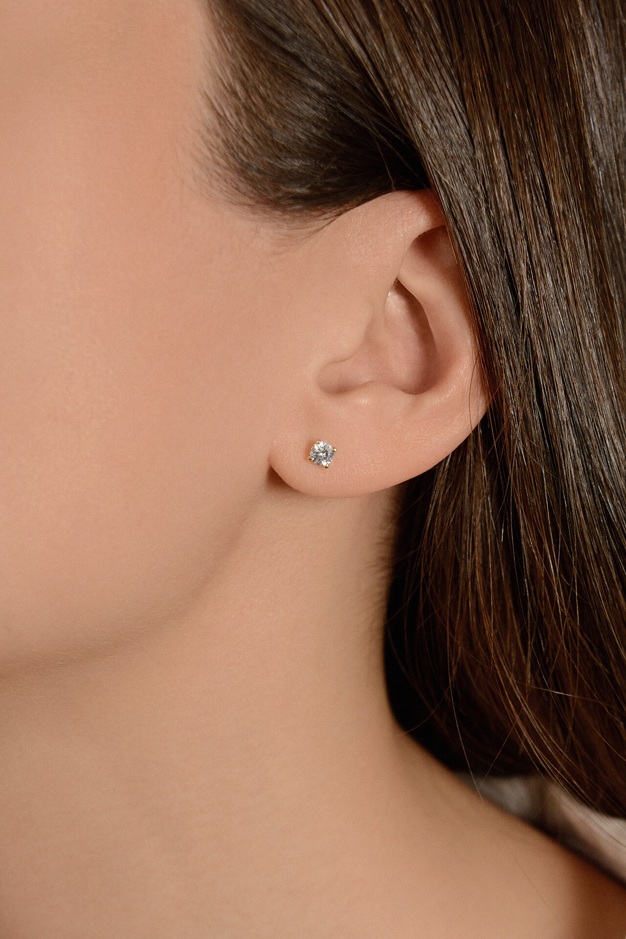 Серьги пусеты, серебро, 925 проба, золочение, фианит