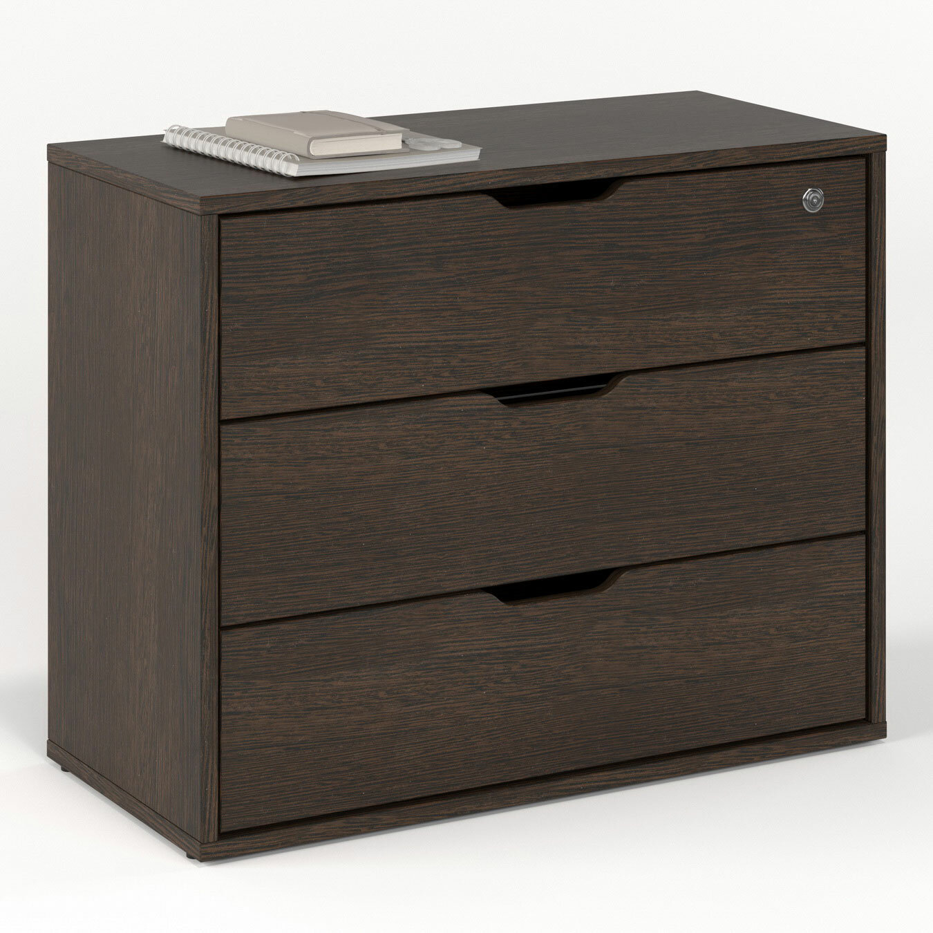 Комод с 3 ящиками, Широкий комод, Офисный комод с замком МагМебель Б-03 венге