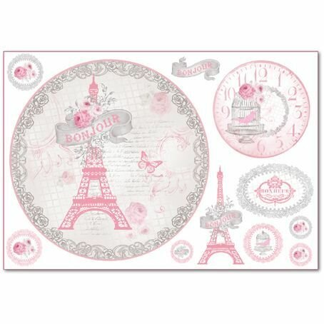 Бумага для декупажа STAMPERIA "La Vie en Rose", Tour Eiffel, рисовая