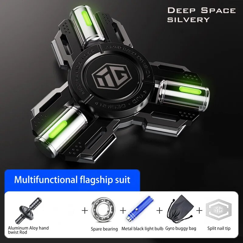 Фиджет-Спиннер из металлического сплава, светящийся долговечный гироскоп для Silver-flagship