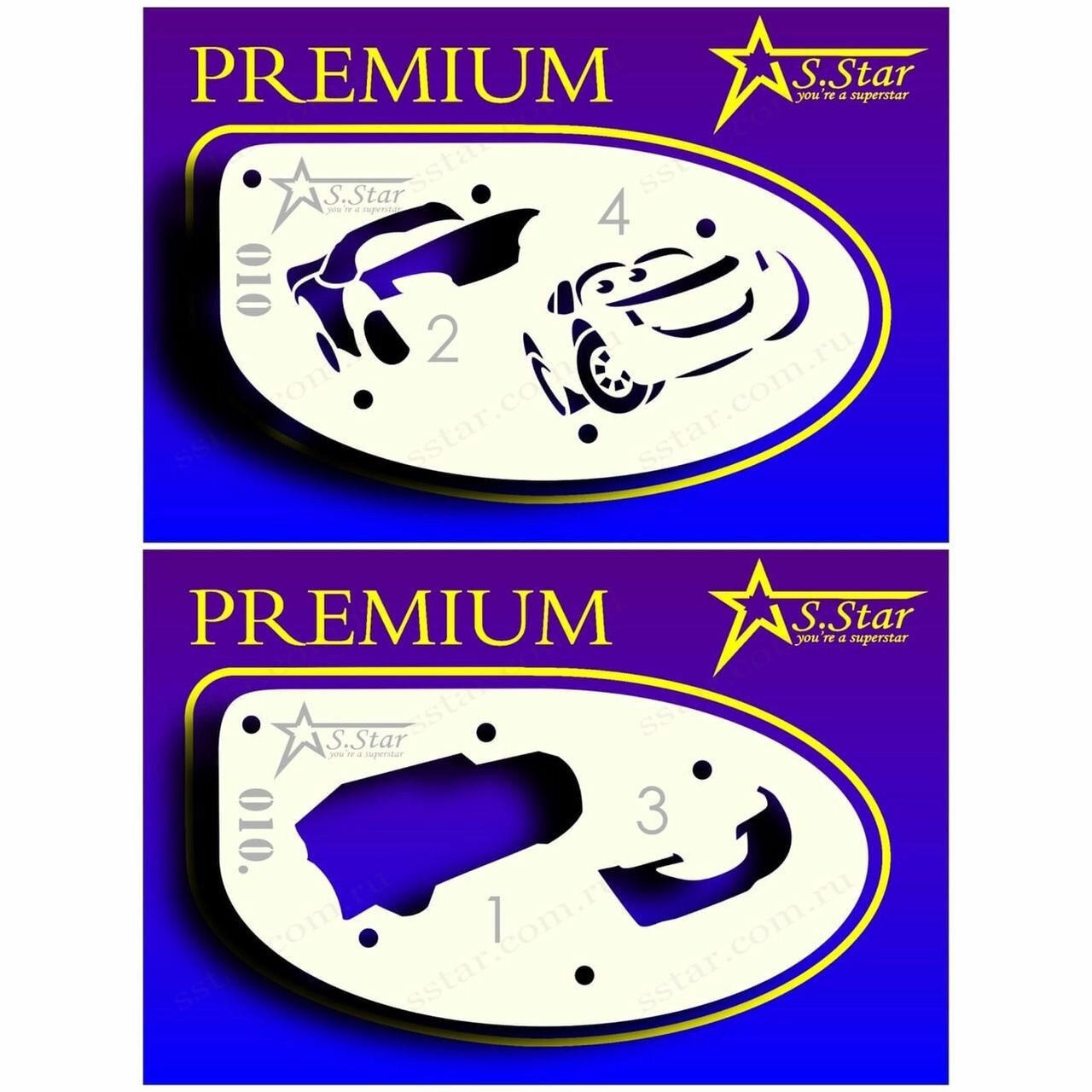 Трафарет для аквагрима постоянного пользования "Тачки"