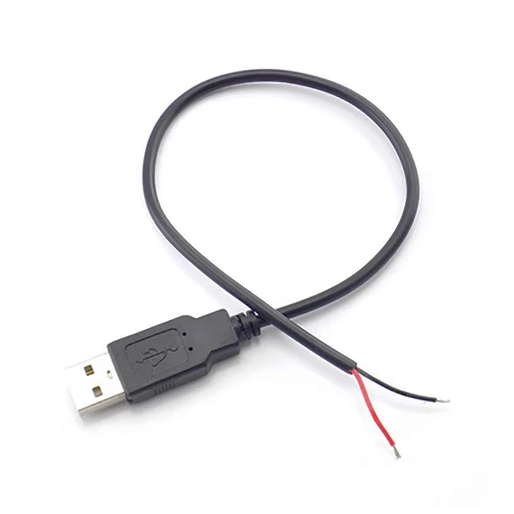 JCD USB двухжильный зарядный кабель 0.3м/1м 0.5M, USB male 2pin