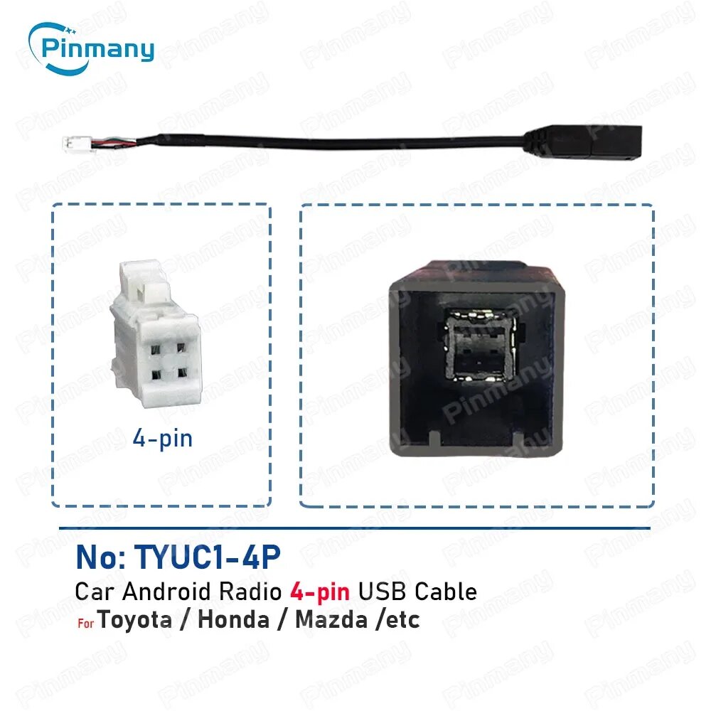 Автомобильный Android-радио аудиоразъем TYUC1 4, 6-контактный USB-разъем жгута проводов, стереоразъем, адаптер для Toyota Honda Mazda TYUC1-4P