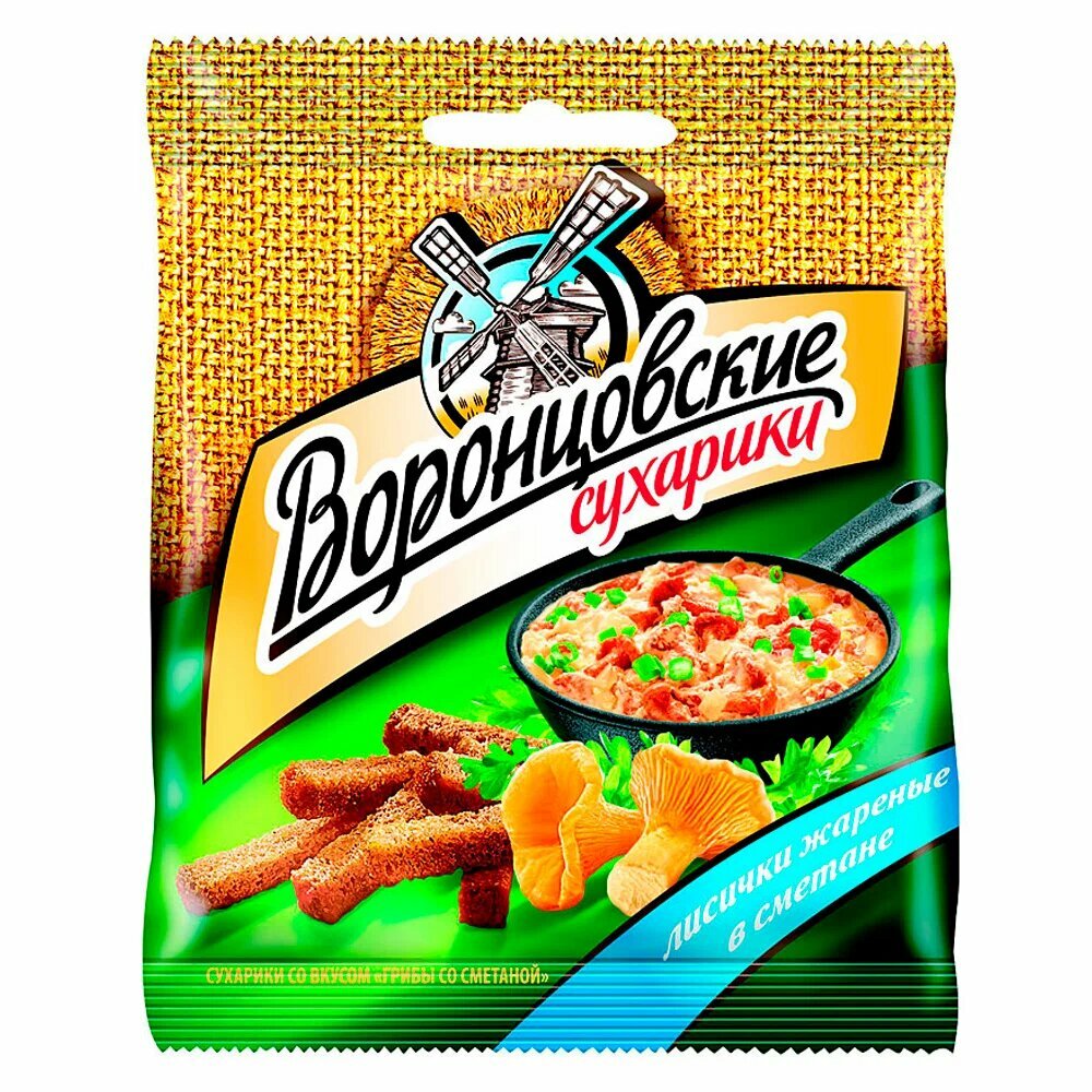 Сухарики "Воронцовские", со вкусом Сметана Грибы, 22 штуки по 80 г