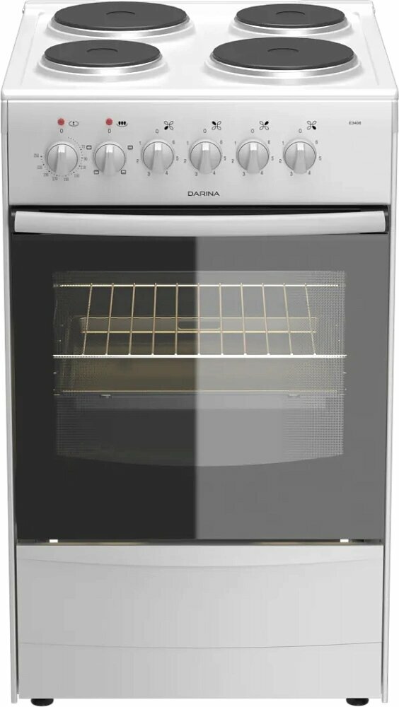 Электрическая плита DARINA E 3406W, 4 конфорки, электрическая духовка, белый
