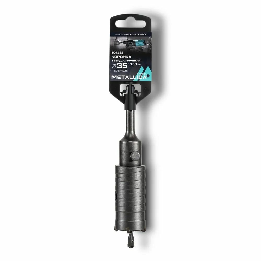 Коронка тв. спл. SDS-plus METALLICA Optima 35x160/100 мм, h 50мм, М22,0х2,0 мм, с адаптером