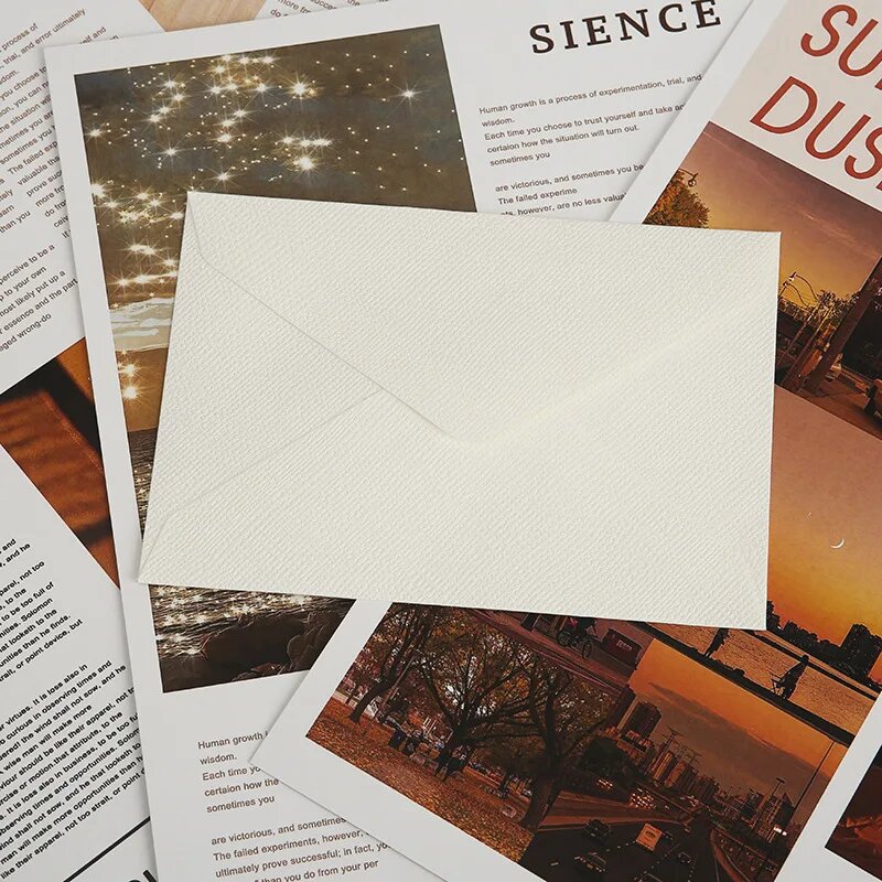 Бумажные конверты, тканый лен, 10 шт white